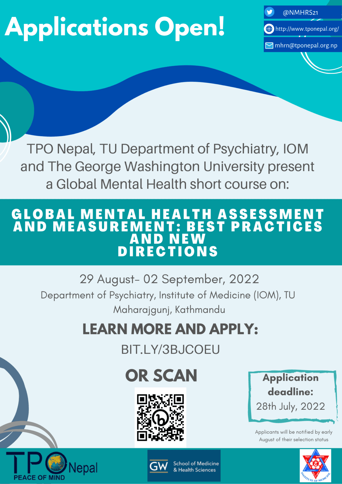 Application Open! Global Mental Health Short Course