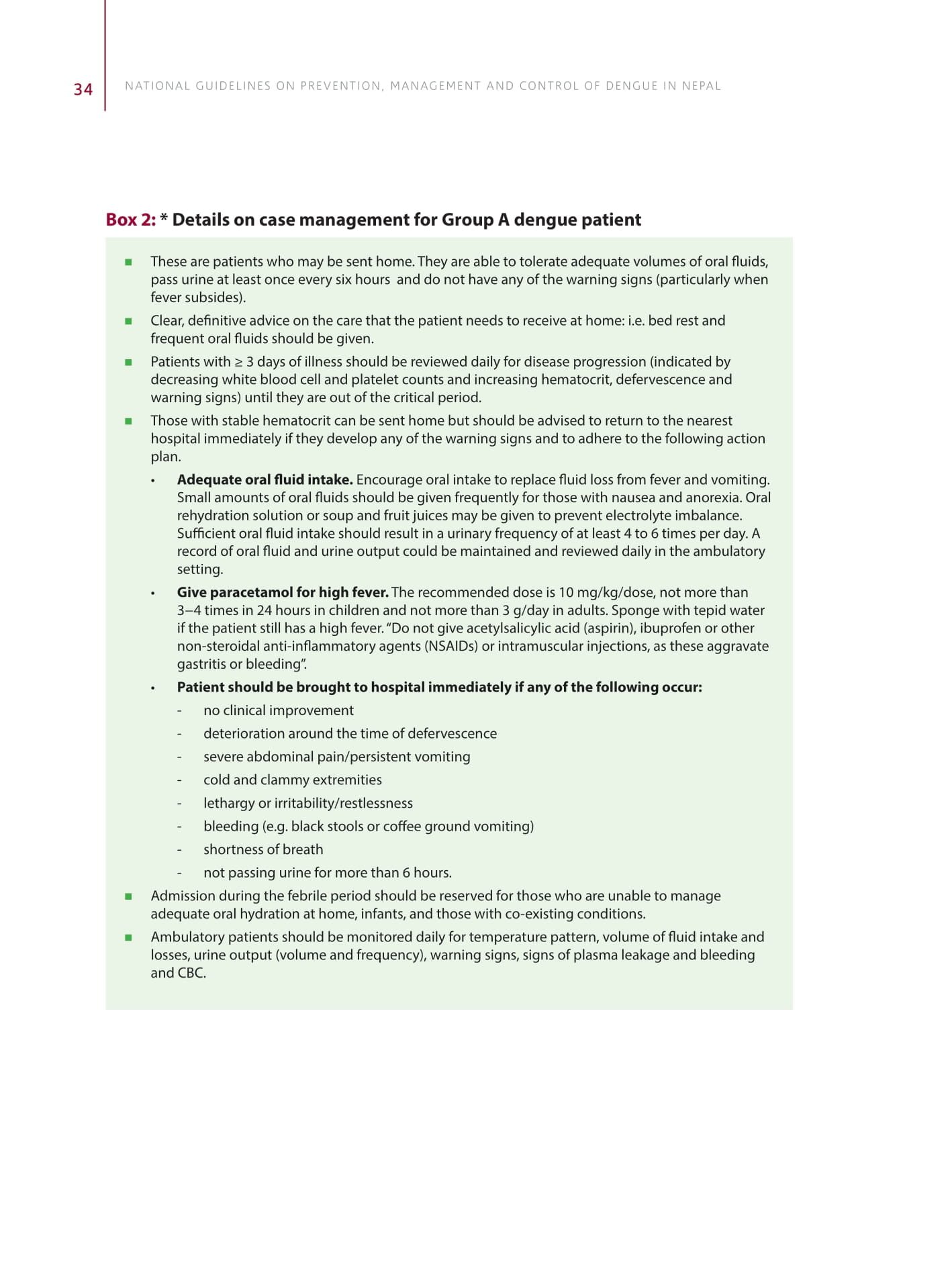 Step wise approach for Dengue Case Management